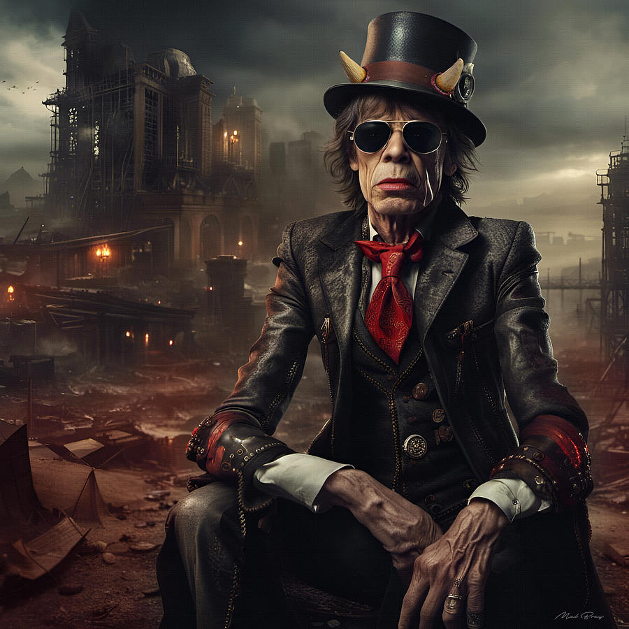 Mick Jagger Sympathy for the Devil Steampunk Mixed Media by Mal Bray ...