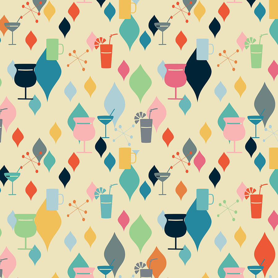 Mid Century Modern Cocktails Digital Art by Susannah Keegan - Fine Art ...