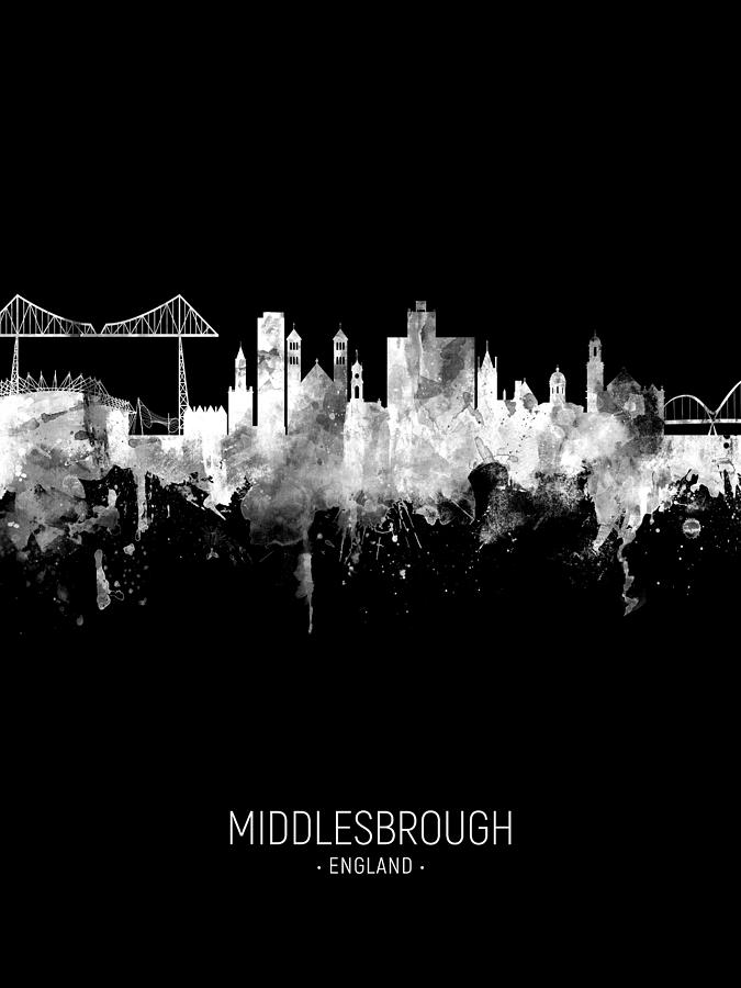 Middlesbrough England Skyline #90 Digital Art by Michael Tompsett ...