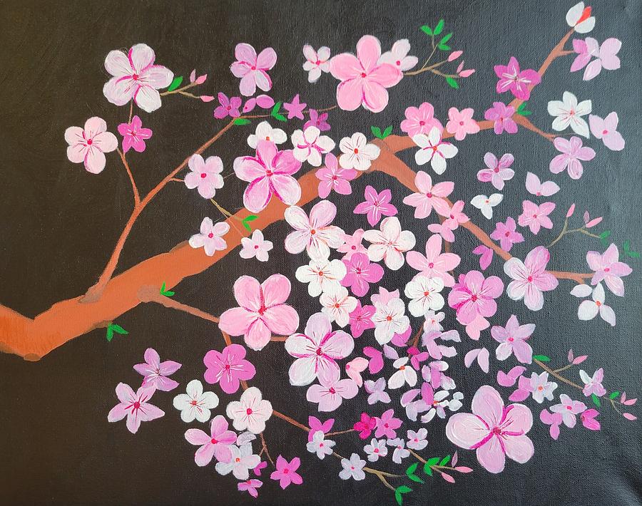 Midnight Cherry Blossoms Painting by Greg Roberson - Fine Art America