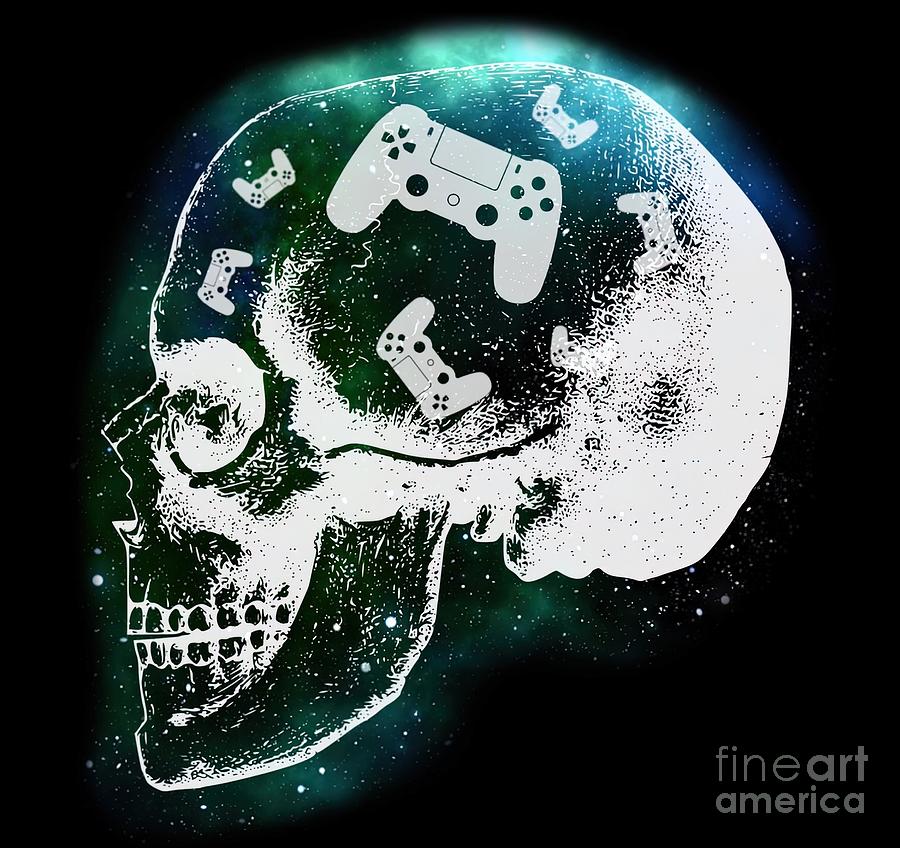 Mind Control Gaming Controller Skull Painting by Bailey Watson - Pixels