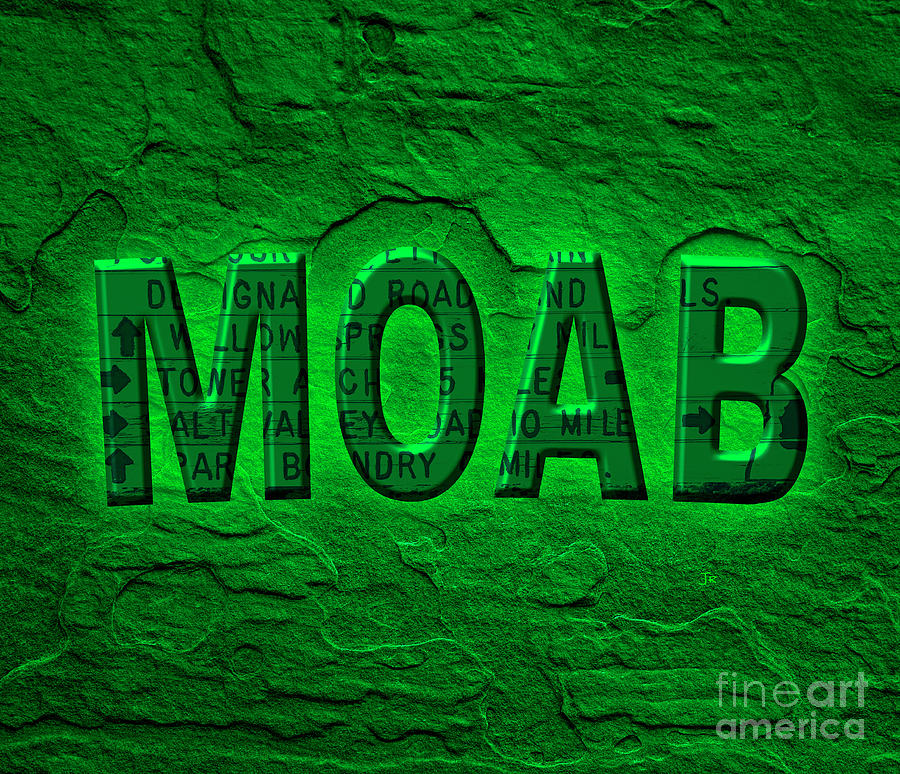 Moab Green Direction Sign Rock Wall Arches National Park Utah Digital ...