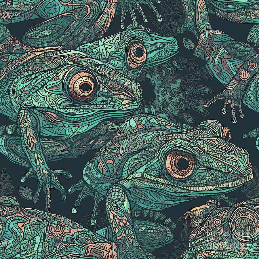 ModBlue Frog Patterns Digital Art by O Clap - Fine Art America