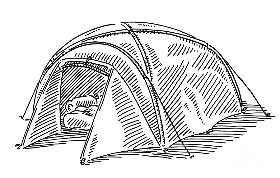 Modern Camping Tent Drawing Drawing by Frank Ramspott - Fine Art America