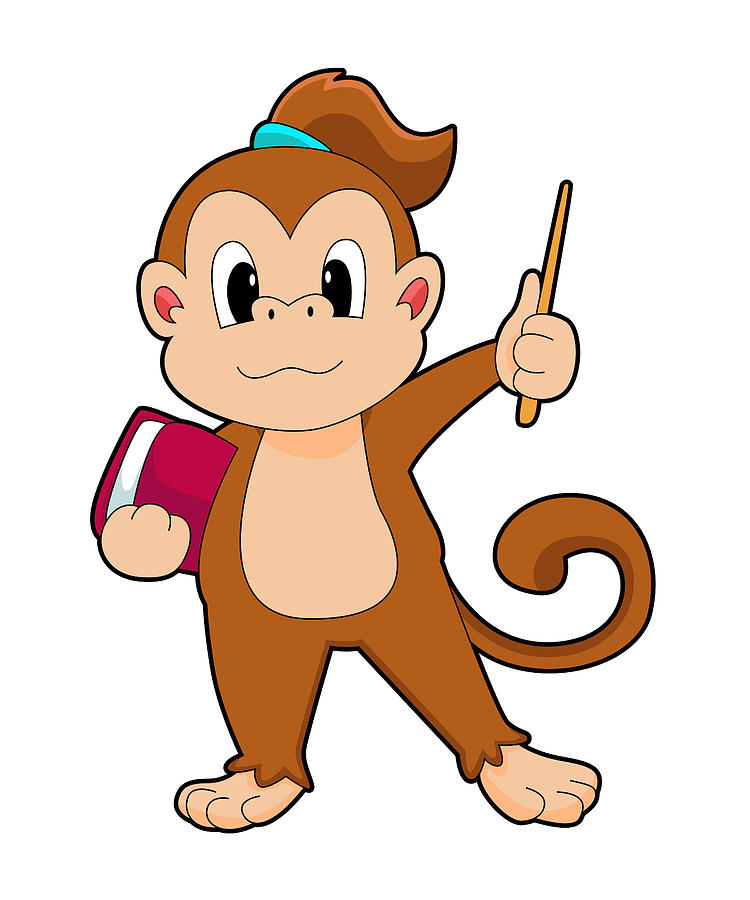 Monkey Teacher Book Pointer Painting by Markus Schnabel - Fine Art America