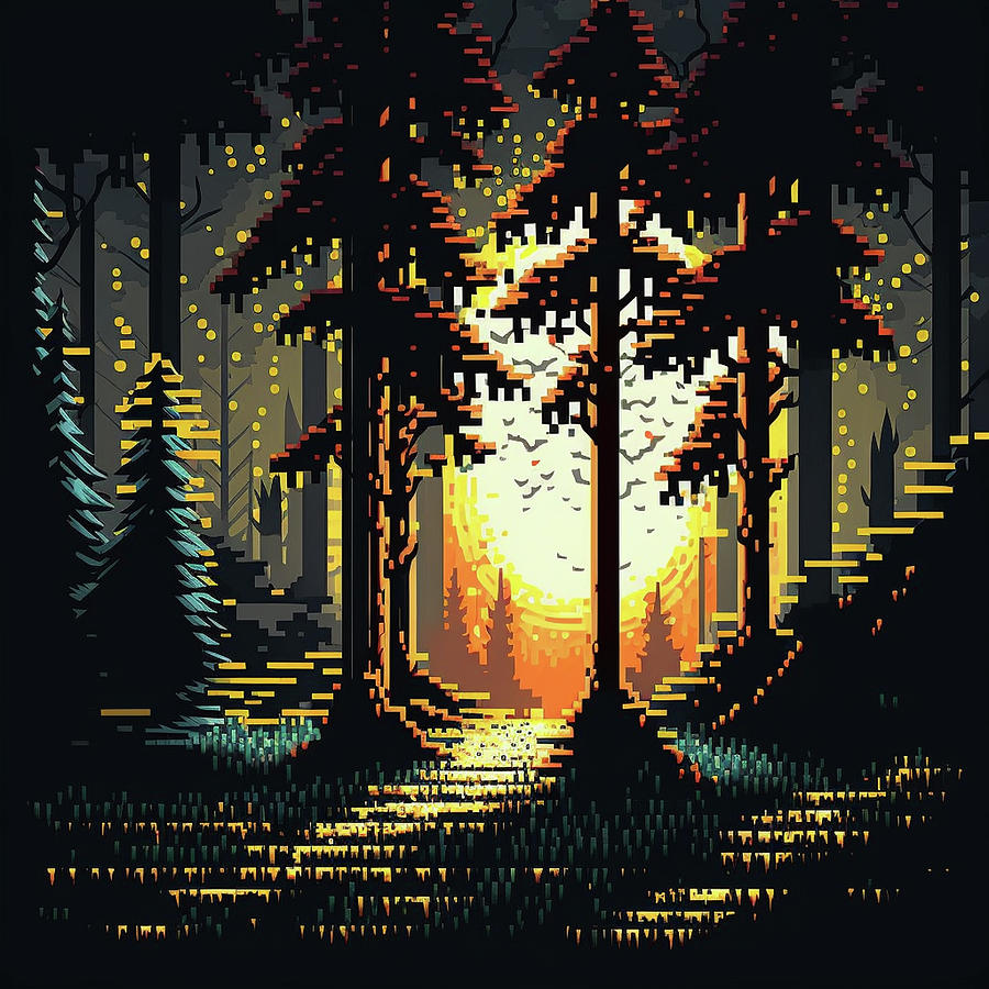 Moon Forest Pixel Design Digital Art by Kailooma X TheDol - Pixels