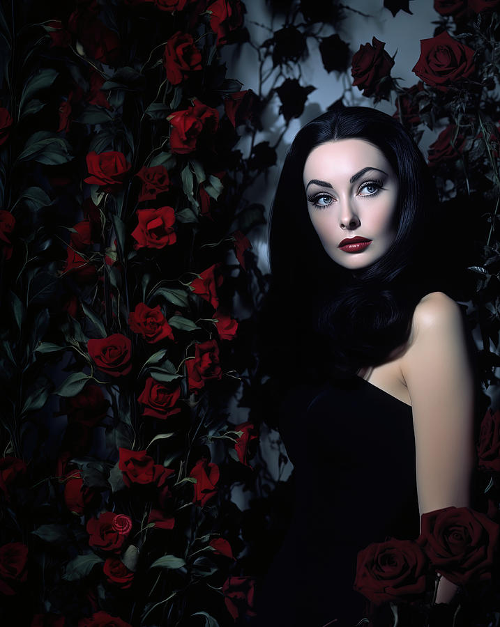 Morticia With Roses 04 Digital Art By Midgard Daniel Super Fine Art America