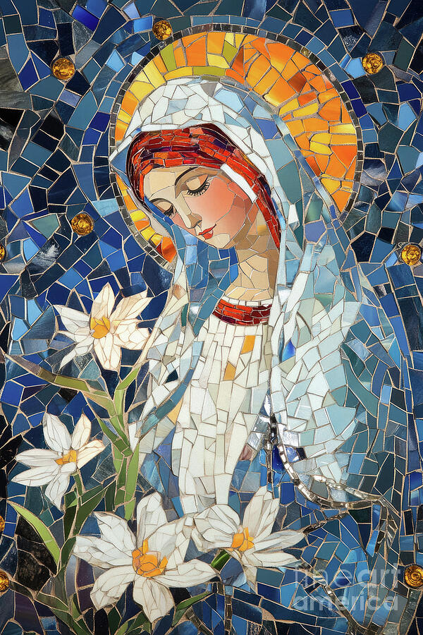 Mosaic Virgin Mary Digital Art by Tina LeCour - Fine Art America