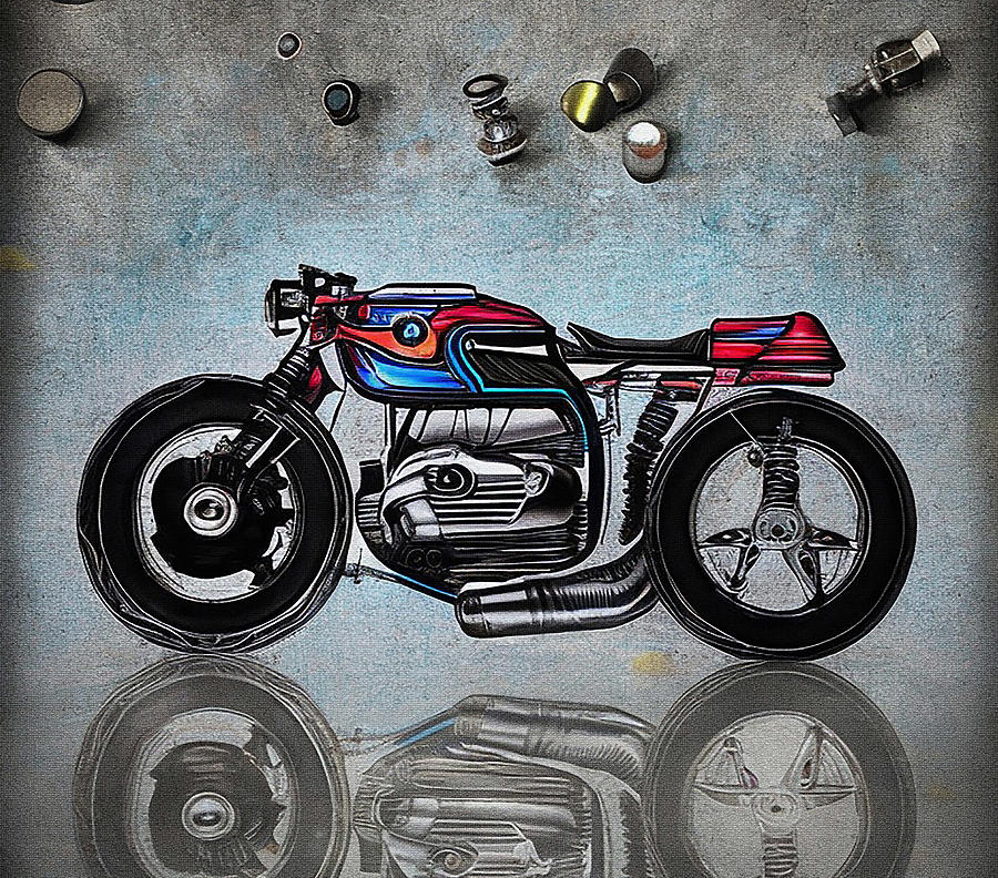 Motorcycle Tuning Twin Turbo Bmw R100 Boxer Metal Pop Art Midcentury Modern Digital Art by Edgar ...