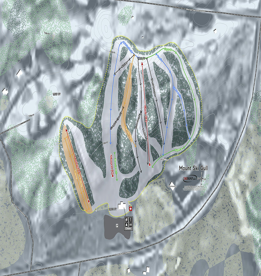 Mount Ski Gull Ski Resort Map Digital Art by Powder Addicts - Fine Art ...