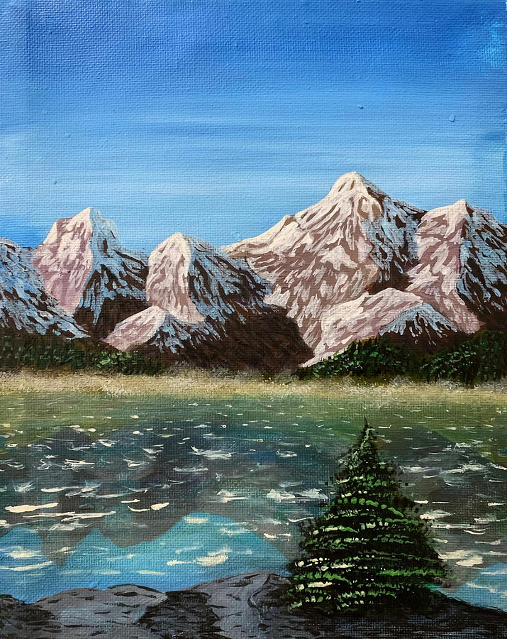 Mountain Lake Poster Copy Copy Painting by Lee Jasmine - Fine Art America