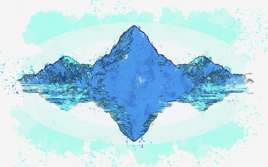 .mountains Reflections Minimal Render Digital Composition Painting by ...