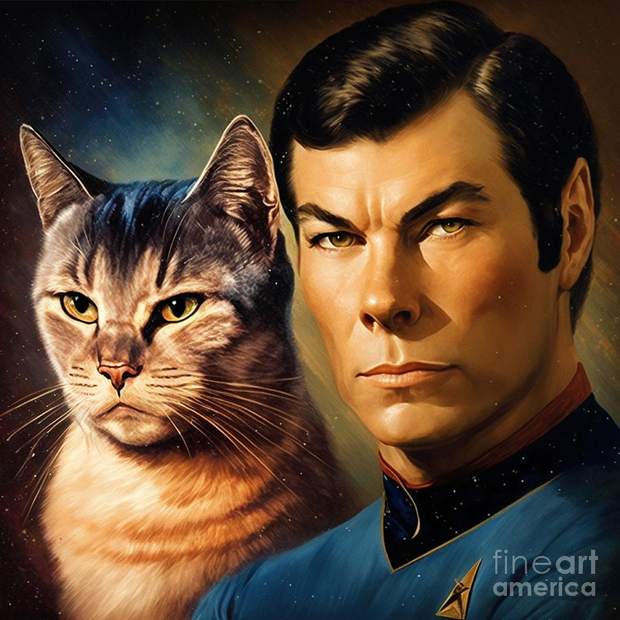 Mr Spock and His Cat Digital Art by Cinema Photography - Pixels