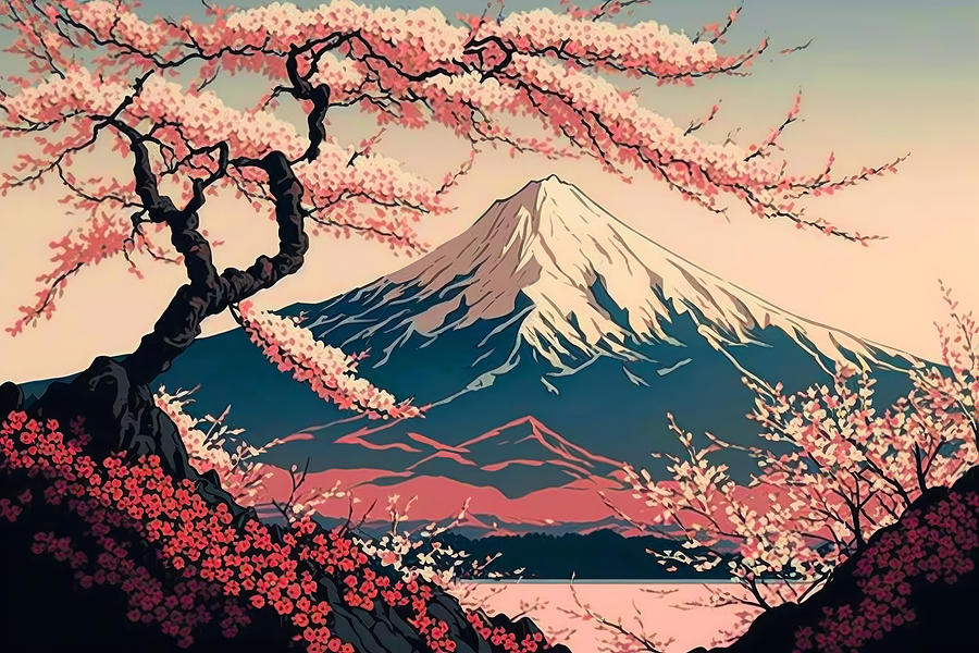 Mt. Fuji Digital Art by John Carothers - Pixels