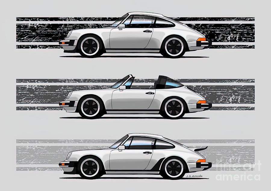 My drawing of the iconic German sports cars Painting by Ben Carrie - Pixels