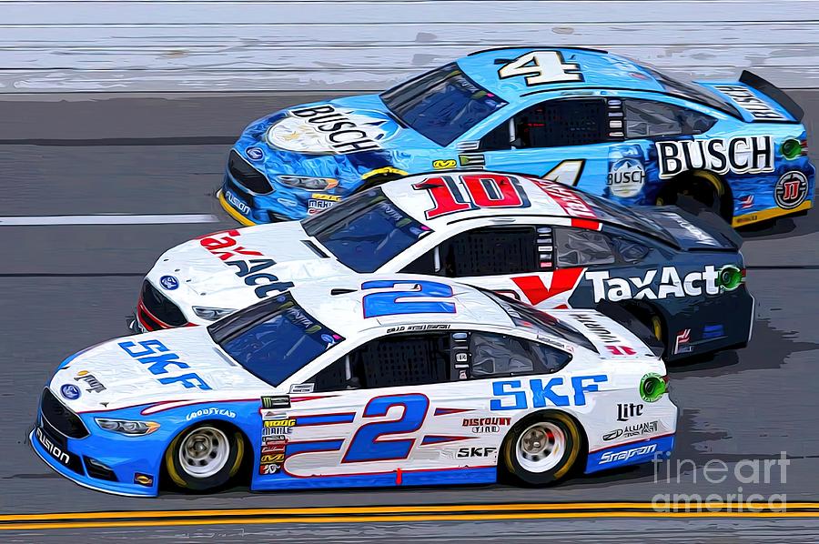 Nascar close racing Painting by Davis Eleanor - Fine Art America