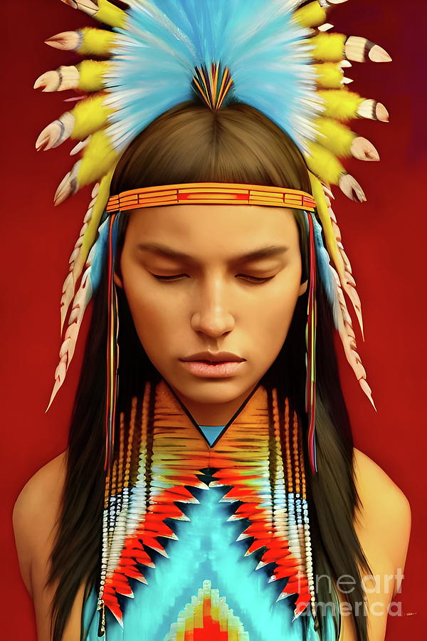 Native American Surrealism Abstract No.49 Mixed Media by Matico Uribe ...