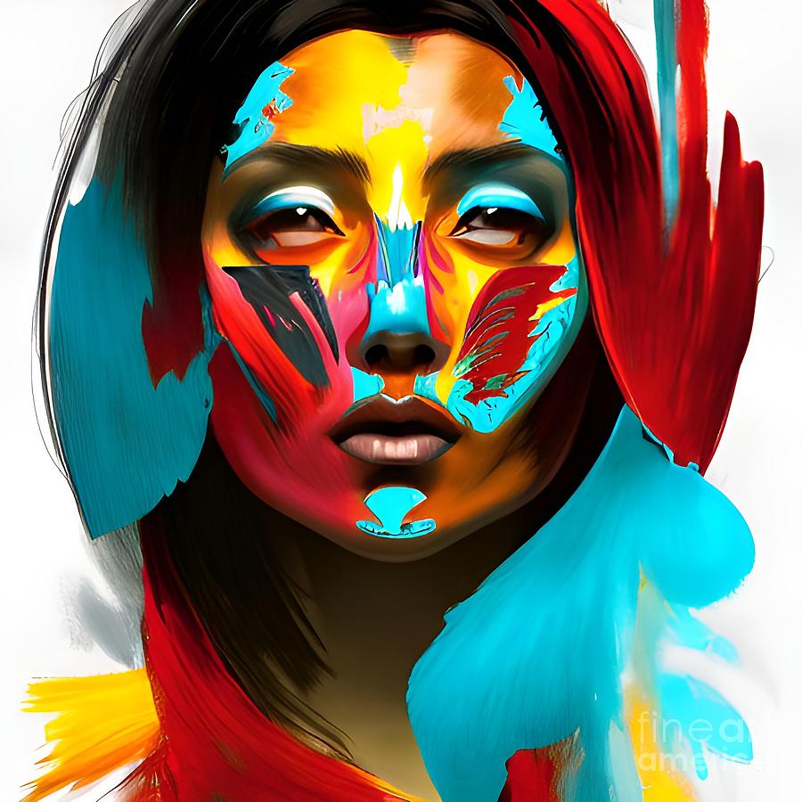 Native American Surrealism Abstract No.72 Mixed Media by Matico Uribe ...