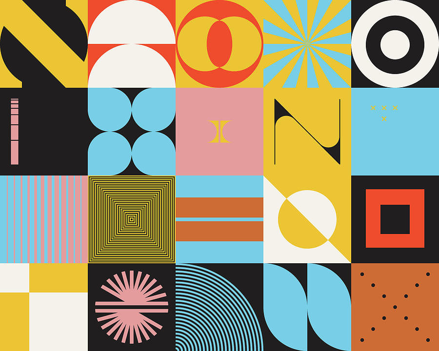 Neo Modernism artwork pattern made with abstract geometric shapes and ...