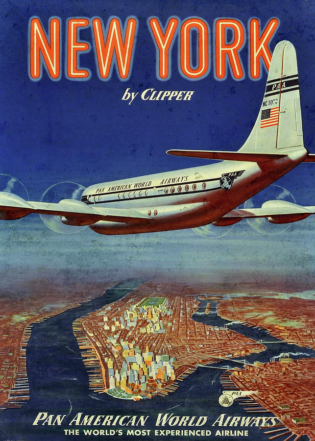 New York Clipper Pan Am Vintage Retro Travel Poster Mixed Media by Design Turnpike - Fine Art ...
