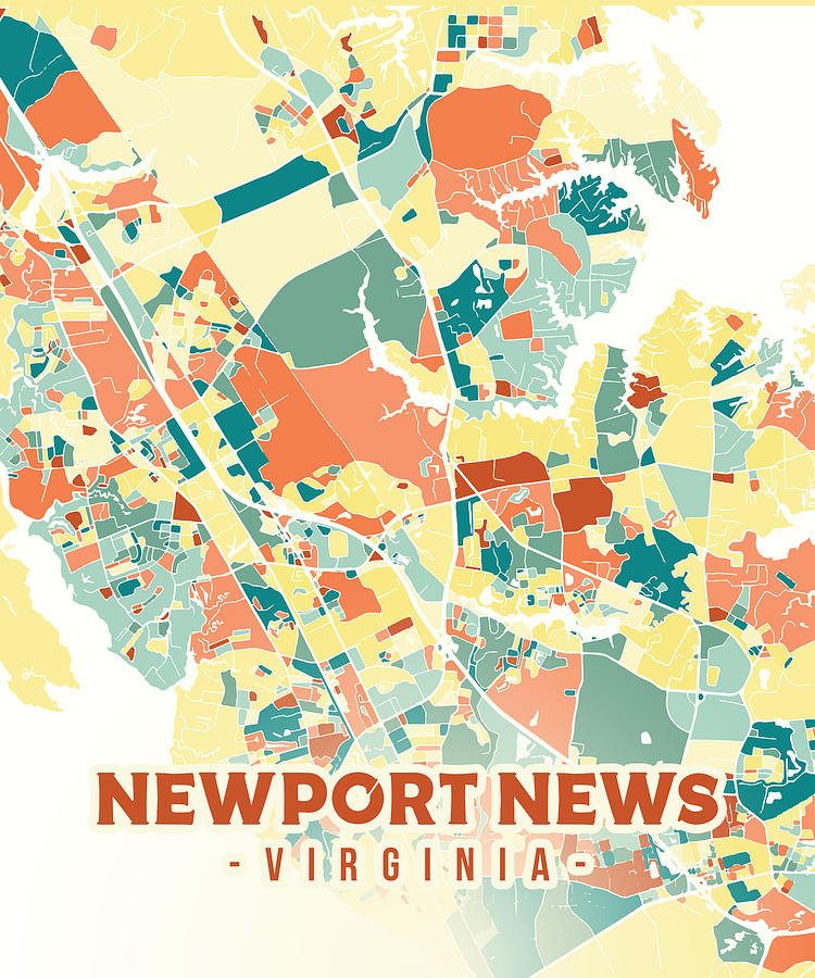Newport News US map Digital Art by Alexandru Chirila - Fine Art America
