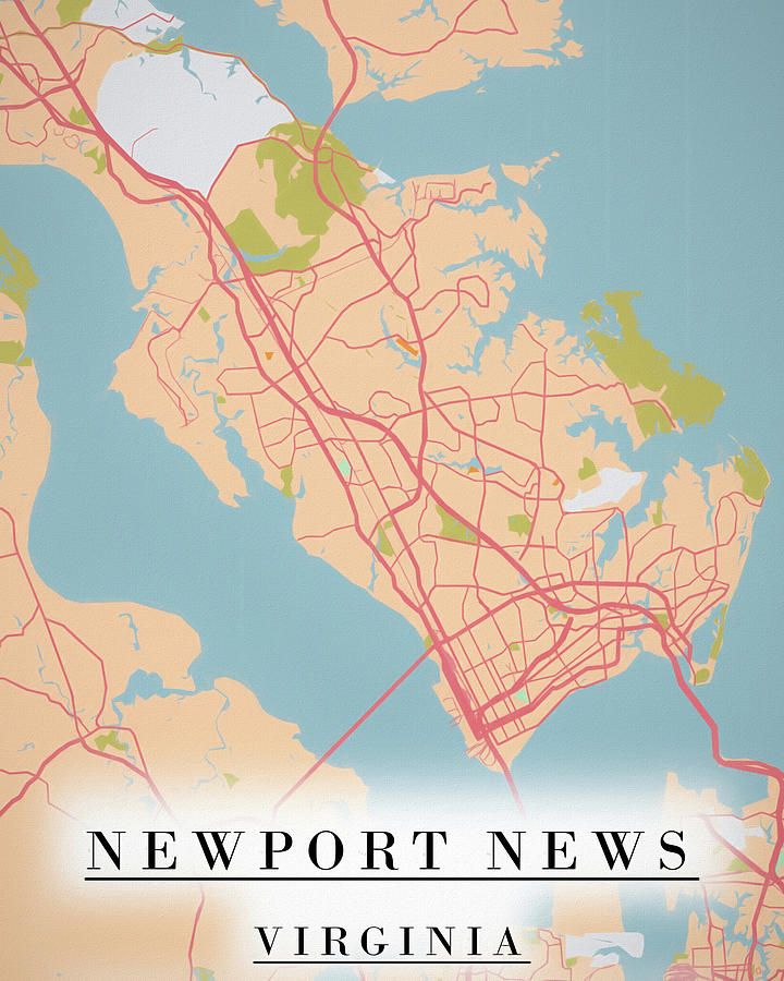Newport News Virginia Road Map Digital Art by Dan Sproul | Fine Art America
