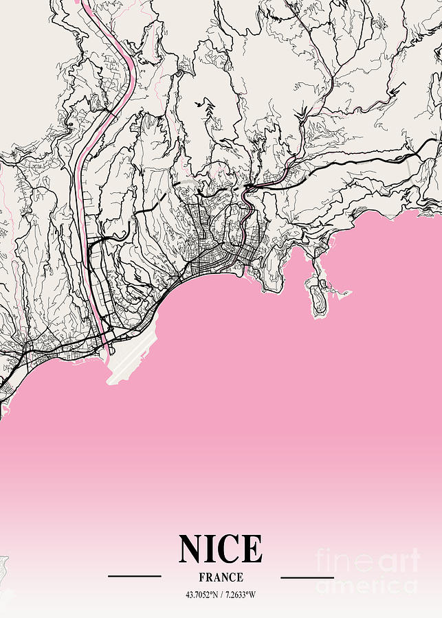 Nice - France Neapolitan City Map Digital Art by Tien Stencil - Fine ...