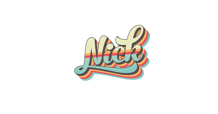 Nick name cool 70s retro font surf style design Painting by Alan Maria ...