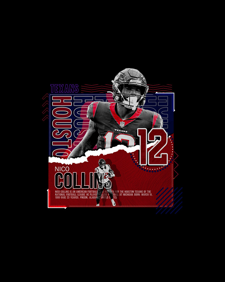 Nico Collins Football Paper Poster Texans Digital Art by Kelvin Kent - Fine Art America