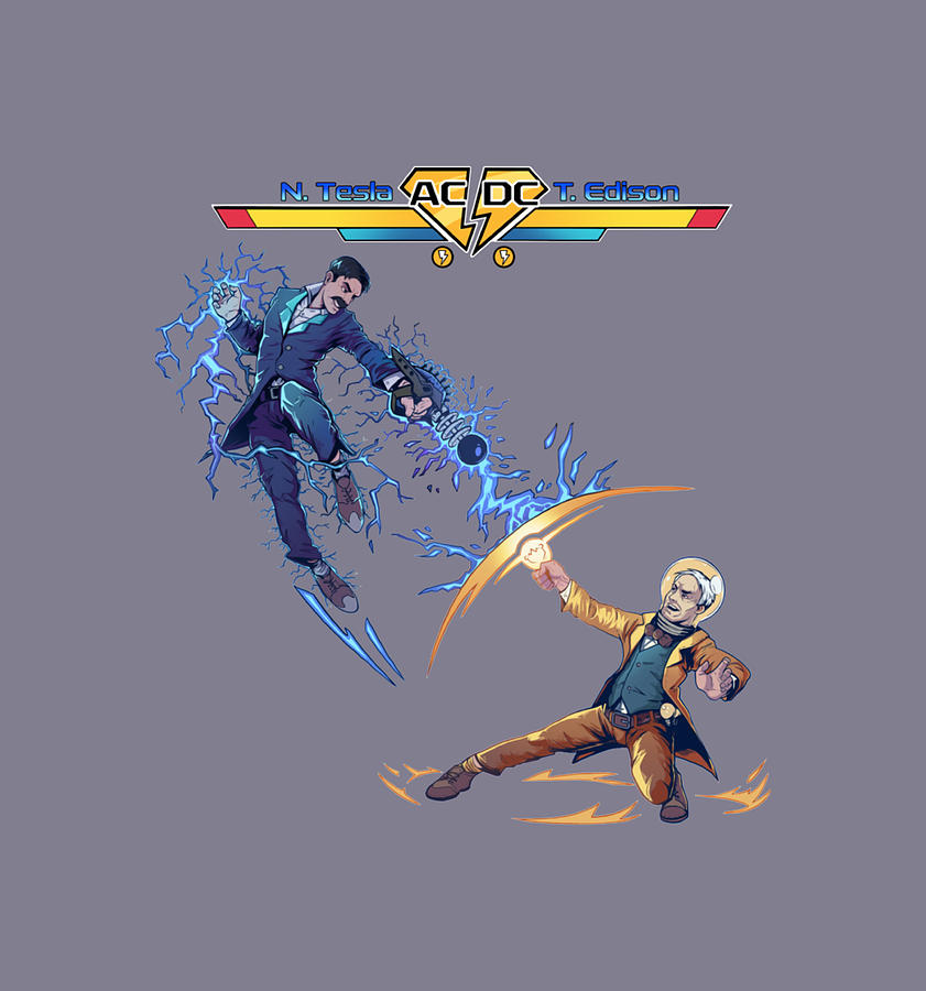 Nikola Tesla Vs Thomas Edison ACDC Baby summer Painting by Joanne ...