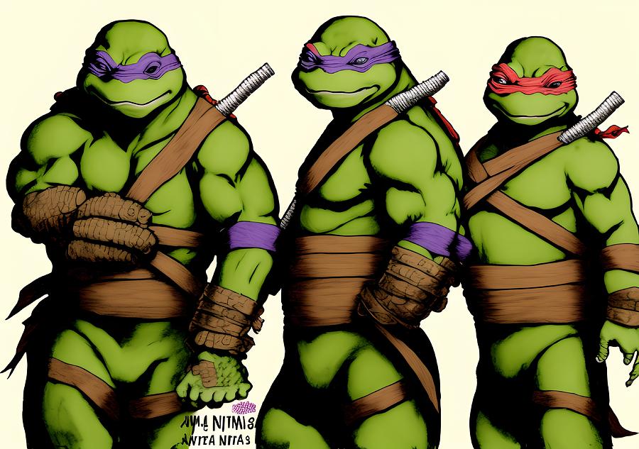 Ninja Turtles, Generative AI Illustration Digital Art by Miroslav ...