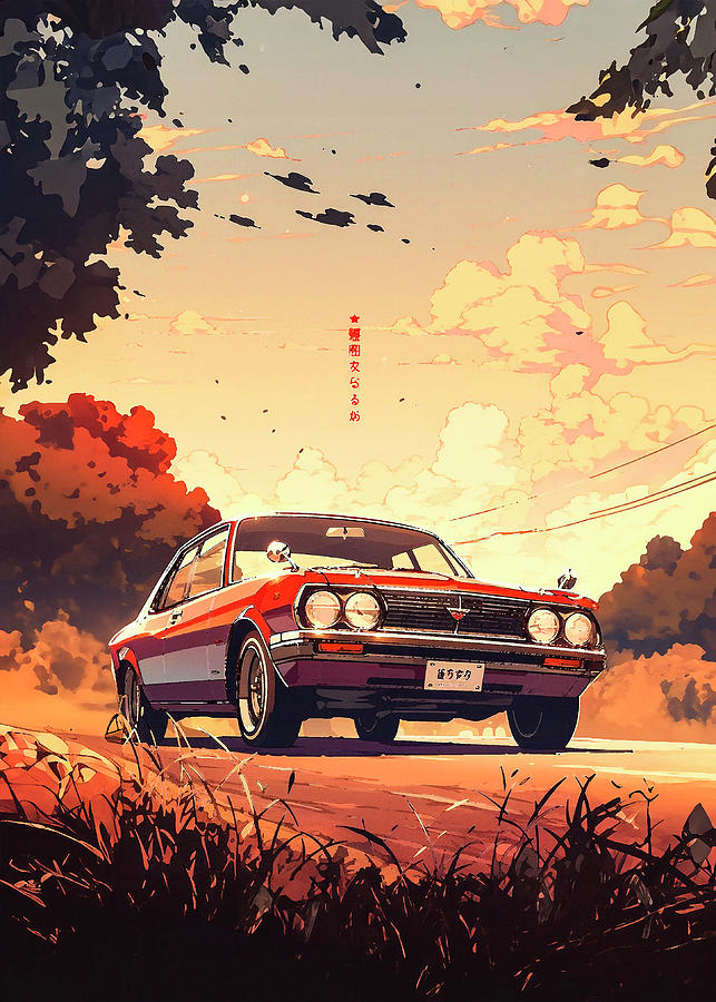 No00089 My Toyota Corona car ukiyo-e japanese style Drawing by Clark Leffler - Fine Art America