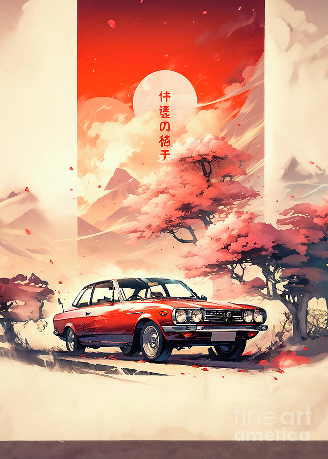 No00184 My Toyota Corona car ukiyo-e japanese style Drawing by Clark Leffler - Fine Art America