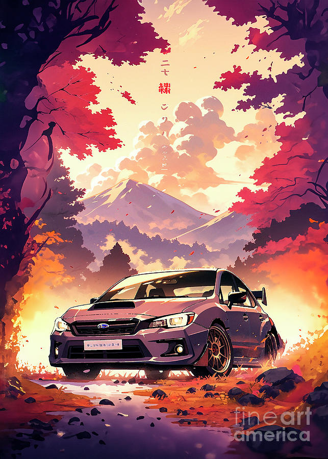 No00358 My Subaru Impreza WRX STi Spec C car ukiyo-e japanese style ...