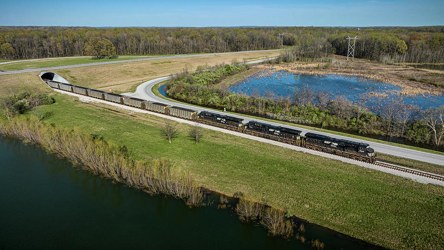 Norfolk Southern with a loaded coal train for Duke Energy at East Mount Carmel Indiana ...