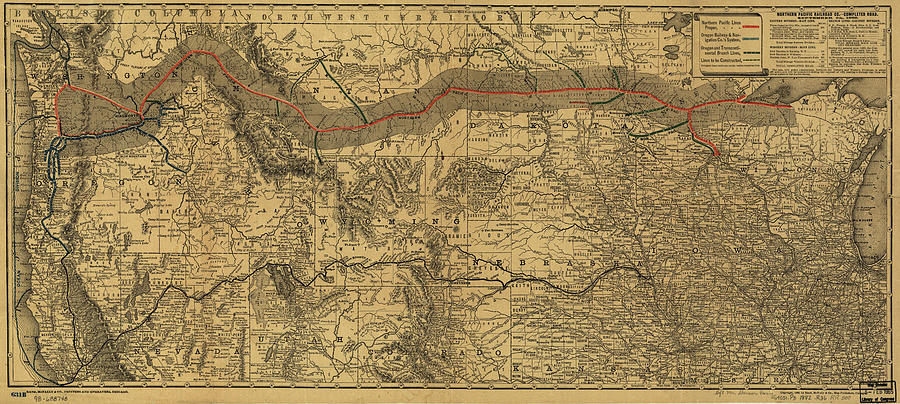 Northern Pacific Transcontinental 1882 Drawing by Vintage Railroad Maps ...