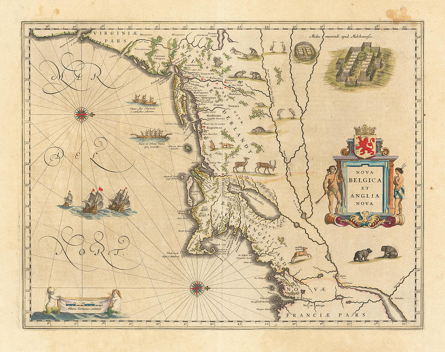 Nova Belgica Et Anglia Nova Amsterdam circa Painting by Willem Janszoon Blaeu - Fine Art America
