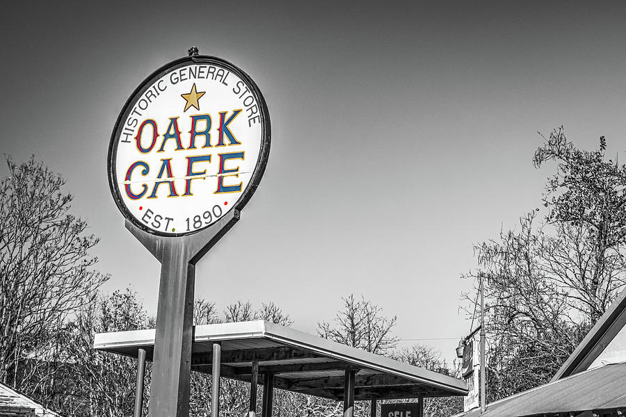 Oark Cafe Historic General Store Sign - Selective Color Photograph by ...