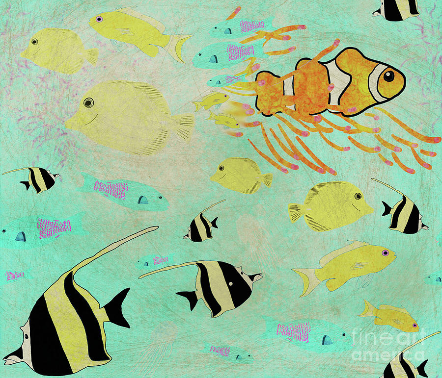 Ocean Fish Repeating Pattern Digital Art by Priscilla Wolfe - Pixels
