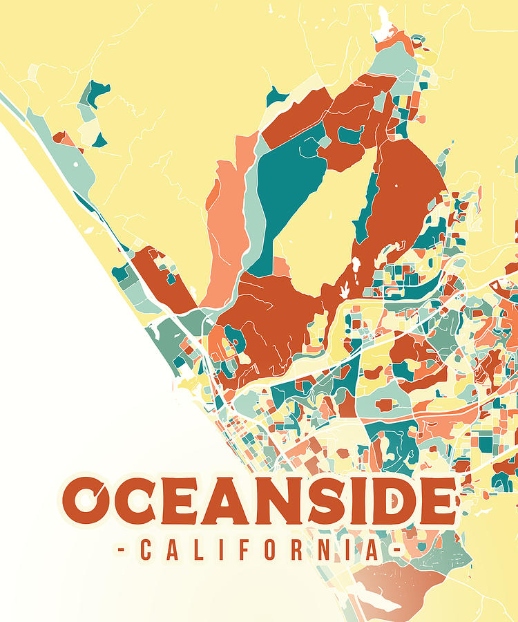Oceanside US map Digital Art by Alexandru Chirila - Fine Art America