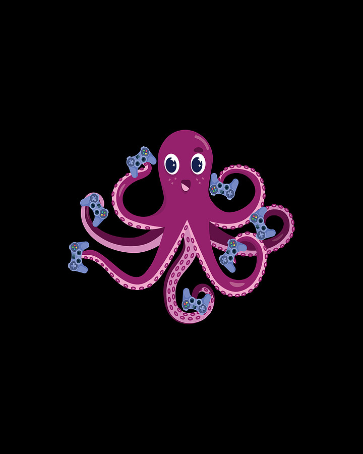 Octopus Gamer Kids Squid Digital Art by Moon Tees - Fine Art America