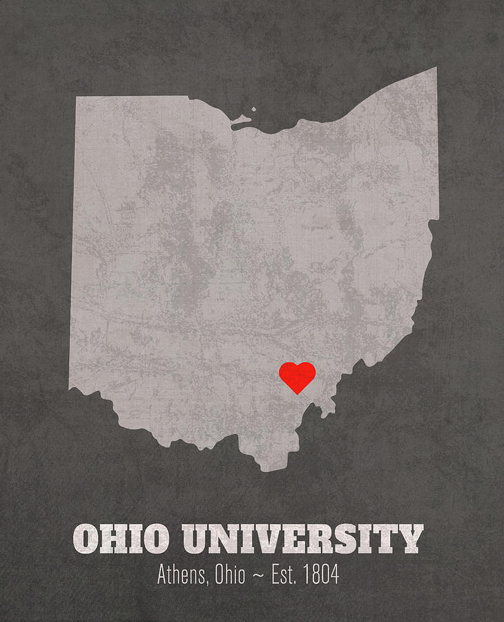 Ohio University Athens Ohio Founded Date Heart Map Mixed Media by ...