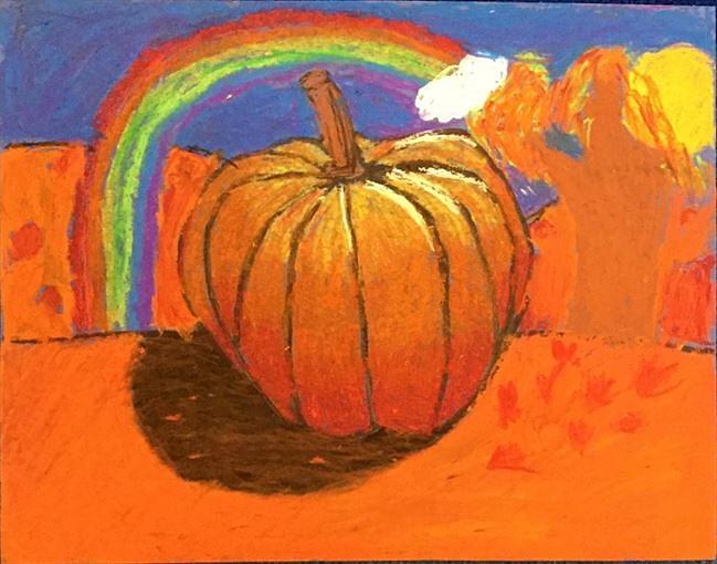Oil Pastel Pumpkin Painting by Pauline Kenly - Fine Art America