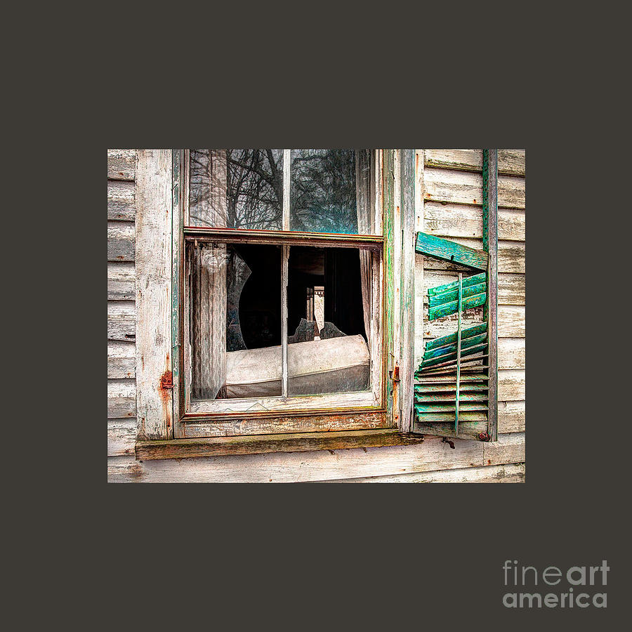 Old broken window and shutter of an abandoned house Drawing by ...