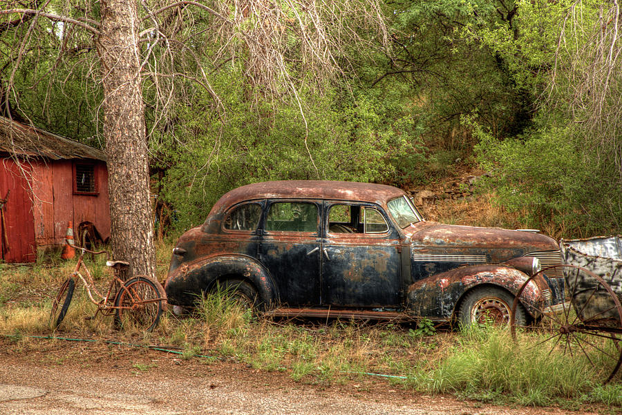 Old Car by the Road Photograph by Jim Allsopp - Fine Art America