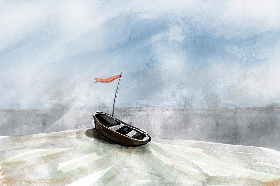 Old fishing boat on the sandy beach. Digital Art by Chaiwat Kwannoi - Fine Art America