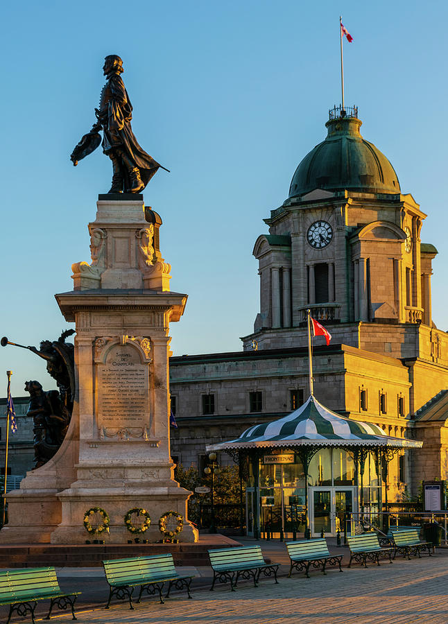 Old Quebec Champlain Statue Photograph by Aaron Geraud - Fine Art America