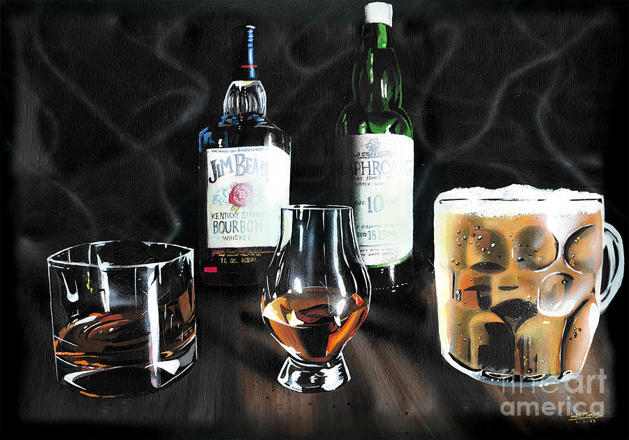 One Bourbon One Scotch One Beer Painting by Luke Tomlinson - Fine Art ...