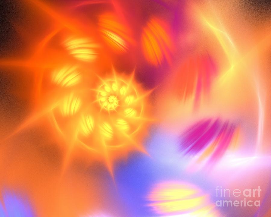 Orange Sun Swirl Digital Art by Kim Sy Ok