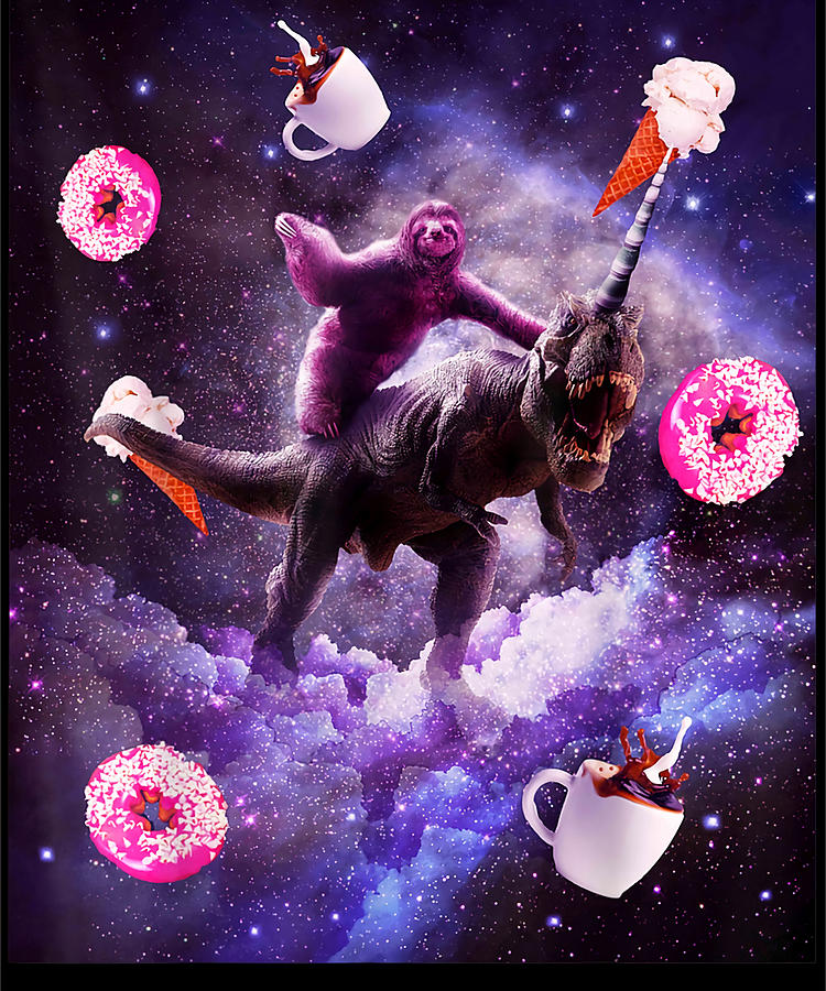 Outer Sloth Dinosaur Unicorn Donut Poster Painting by Alexander Lauren ...